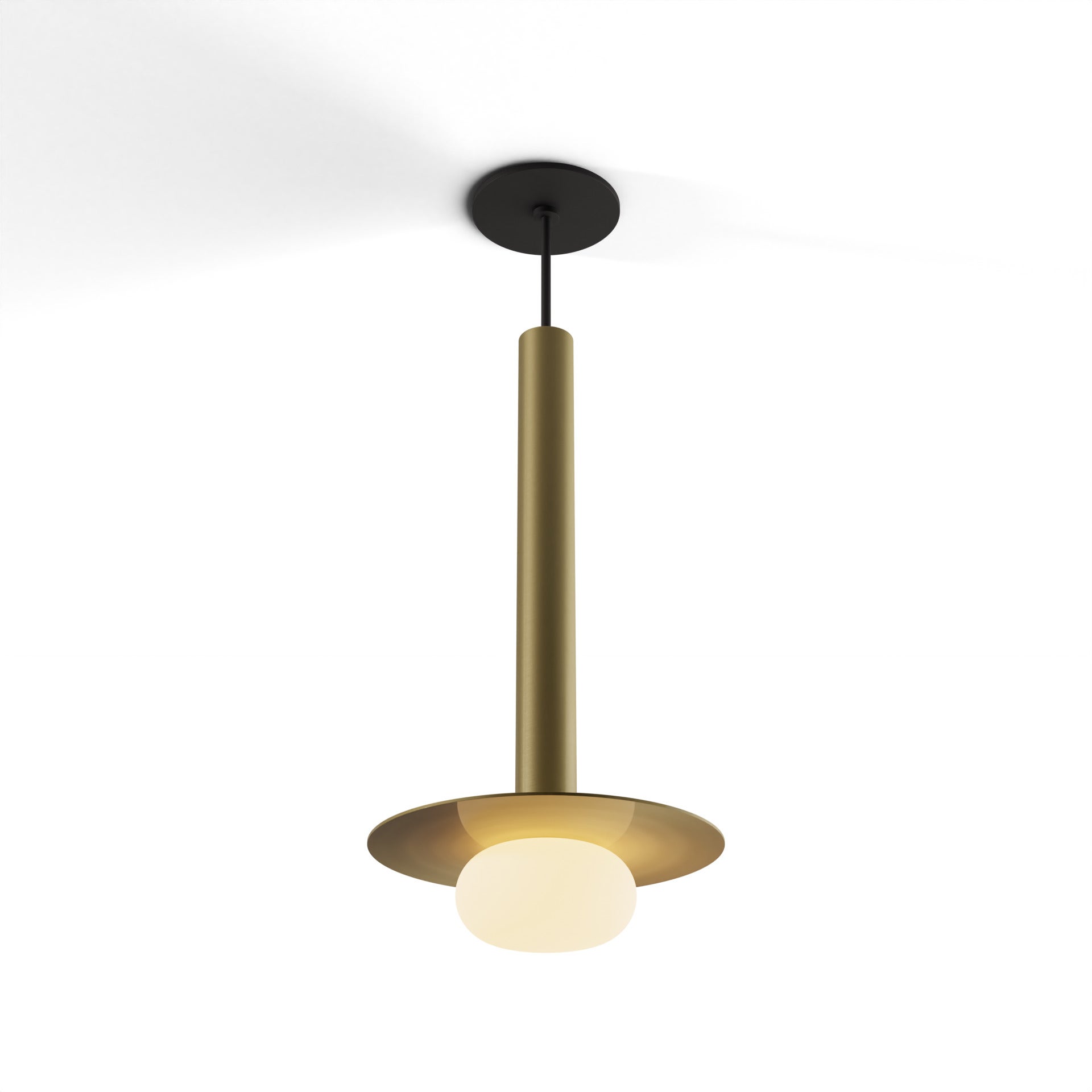 Combi Pendant 16" Single Unit Brass with Matte Black Canopy, 9" metal ...