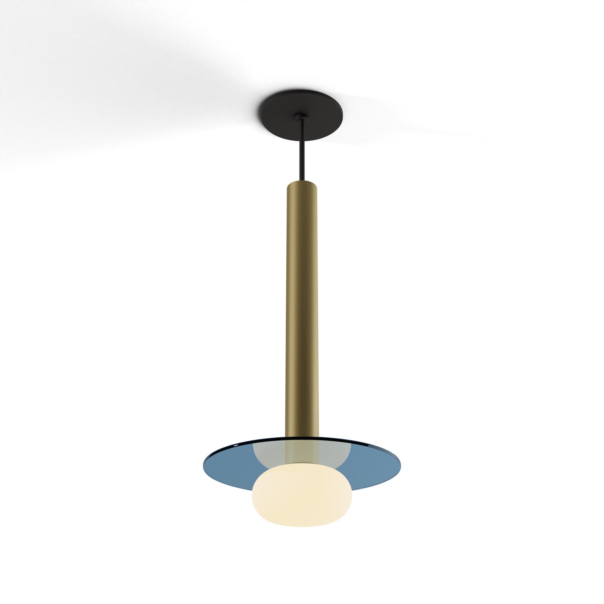 Combi Pendant 16" Single Unit Brass with Matte Black Canopy, 9" glass ...