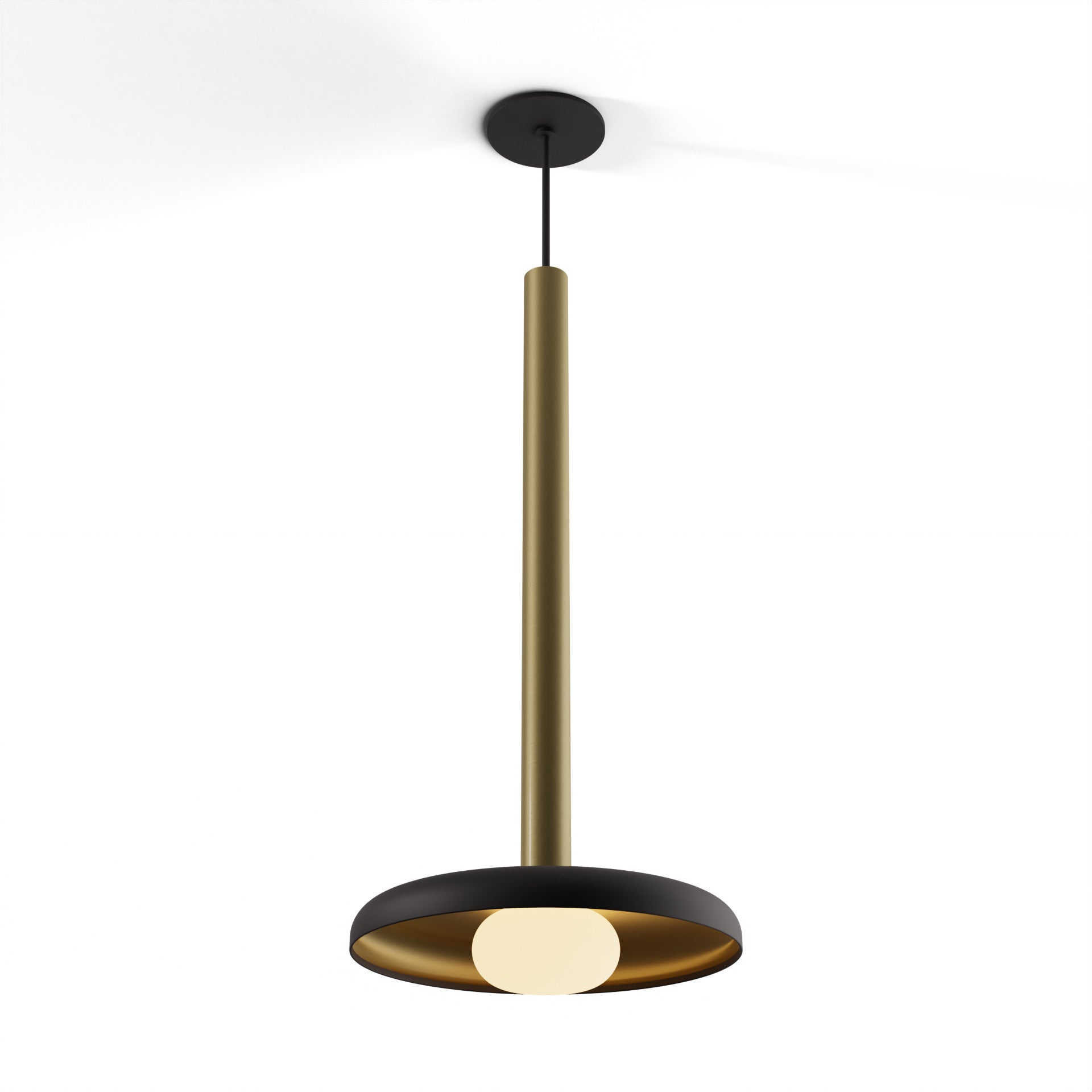 Combi Pendant 24" Single Unit Brass with Matte Black Canopy, 12" shade ...