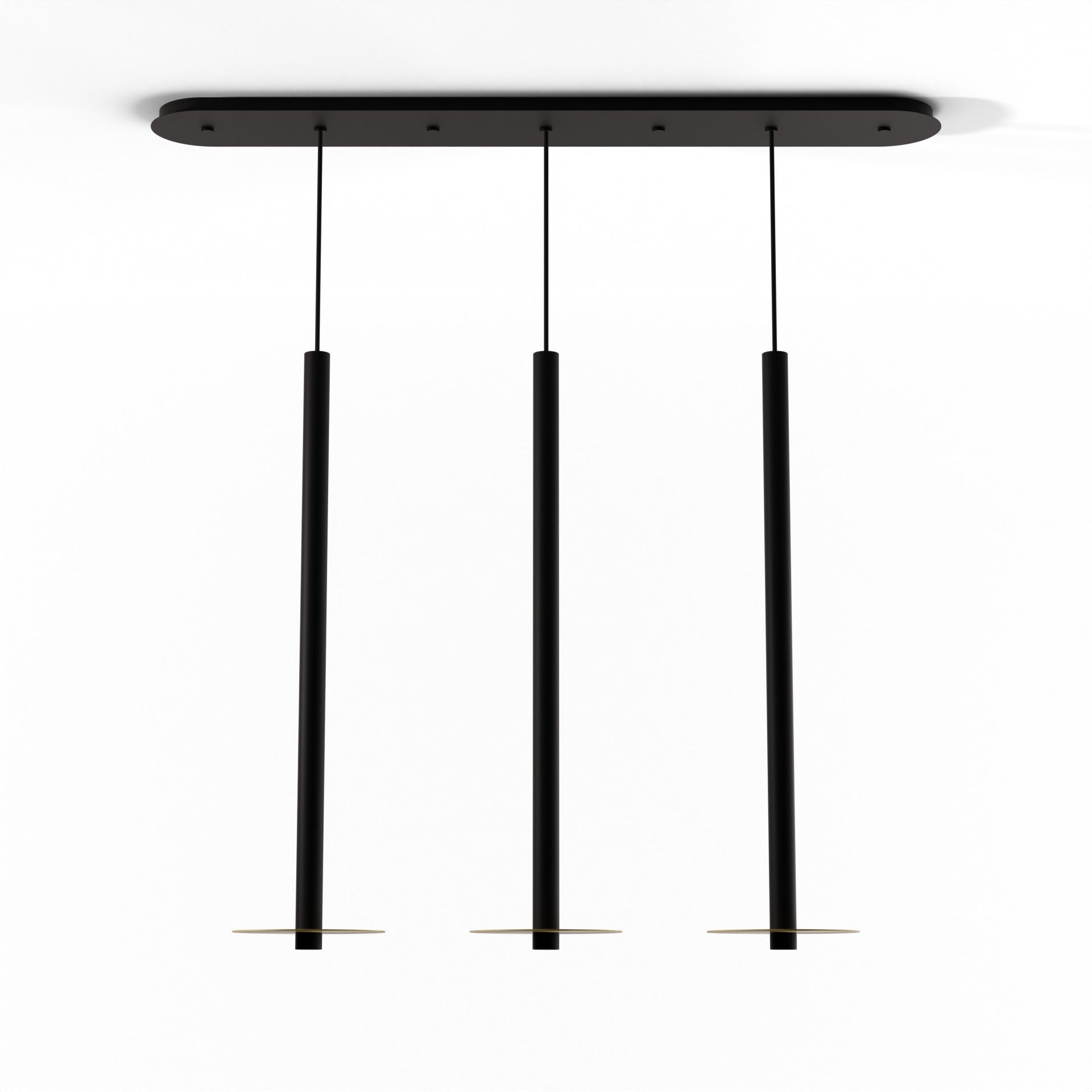 Combi Pendant 36" Linear 3 Combo Matte Black with Matte Black Canopy, 9 ...